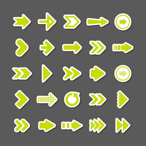 Premium Vector Colorful Arrow Stickers Set Green Cursor Icons