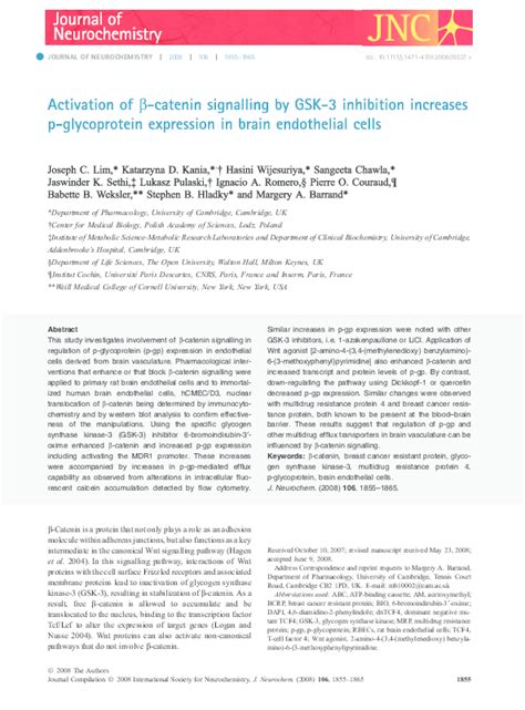 Pdf Activation Of Beta Catenin Signalling By Gsk 3 Inhibition