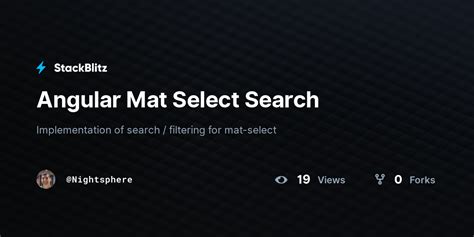 Angular Mat Select Search Stackblitz