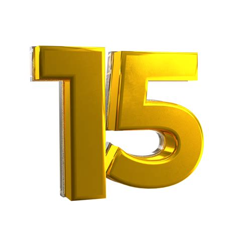 3d Number 15 Mental Yellow 10885820 Png