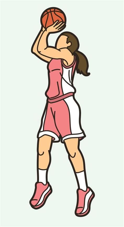 Basketball Female Player Shoot Action Basketball Drawings Sports Drawings Drawing People