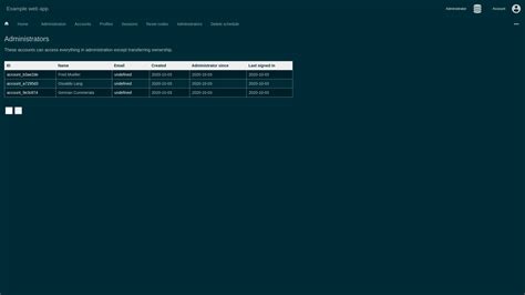 Example Web App UI Index