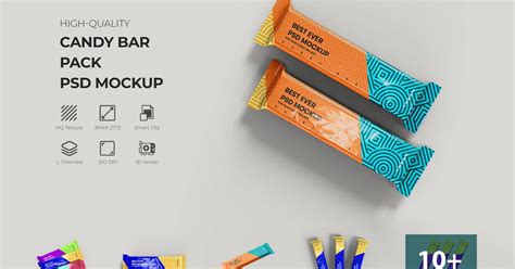 Candy Bar Flow Pack Packaging Mockup Product Mockups Ft Chocolate