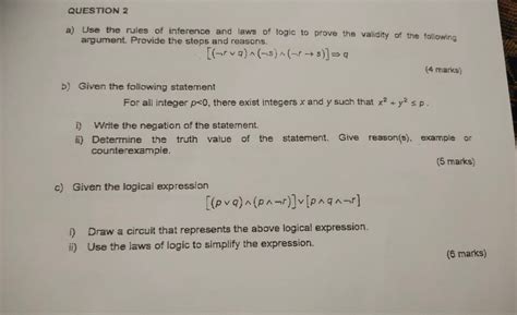 Solved QUESTION A Use The Rules Of Inference And Laws Of Chegg