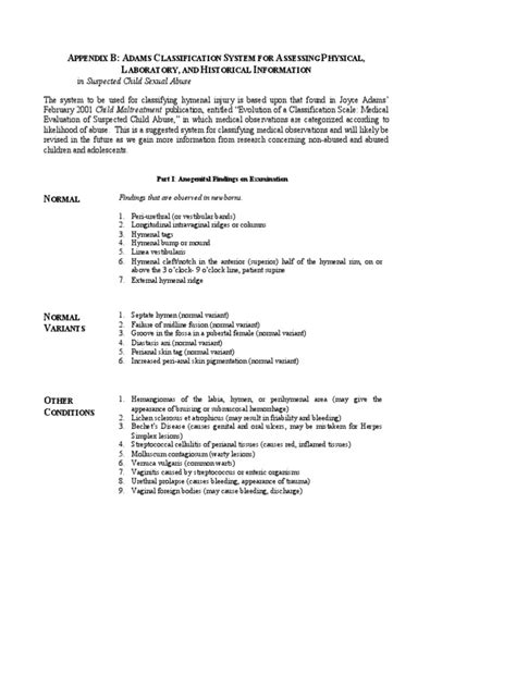 adams classification system for assessing physical pdf vagina