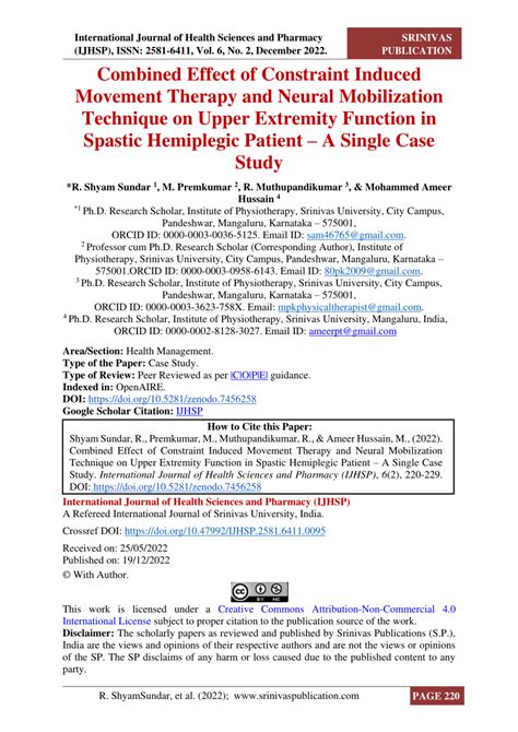 Pdf Combined Effect Of Constraint Induced Movement Therapy And Neural Mobilization Technique