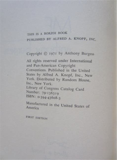 Mf By Anthony Burgess First Edition
