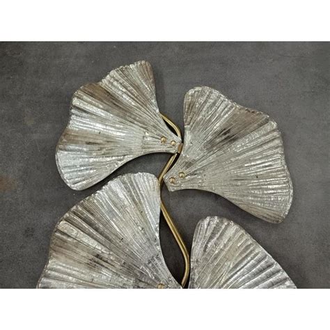 Murano Art Glass And Brass Silver Color Wall Light 1990 Vintage