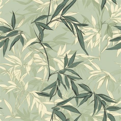Premium Ai Image Bamboo Leaf On Pale Green Background Infinite Seamless Backgrounds Generative Ai