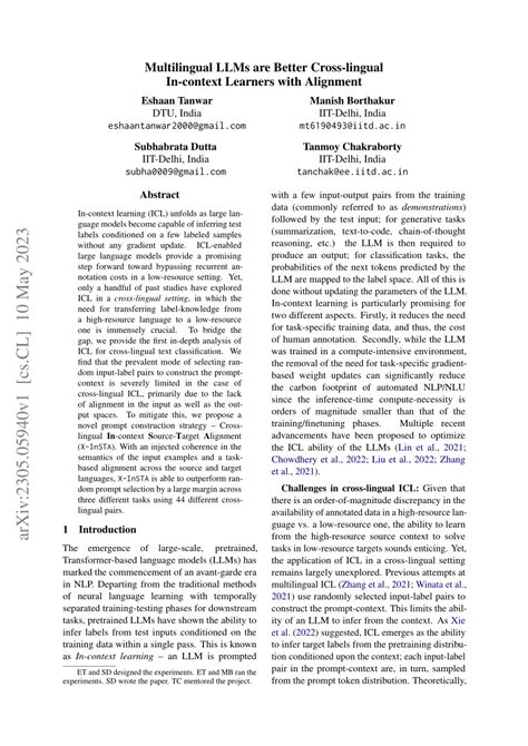 pdf multilingual llms are better cross lingual in context learners