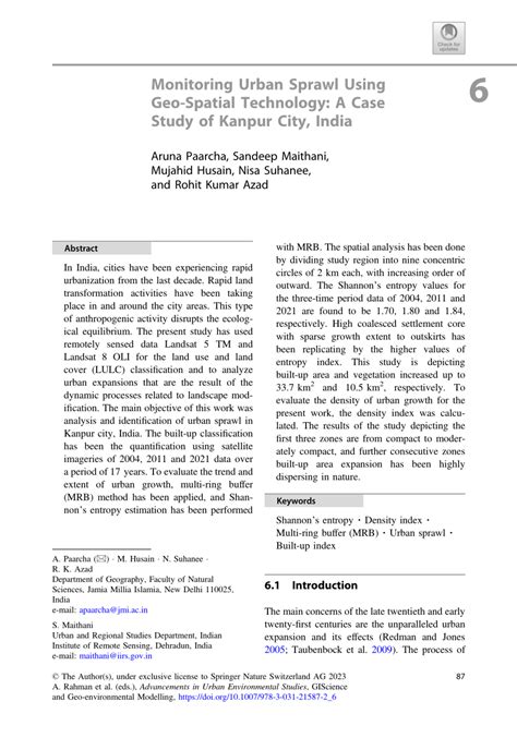 Pdf Monitoring Urban Sprawl Using Geo Spatial Technology A Case