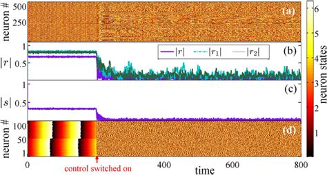 A Dynamics Of The 500 Coupled Kuramoto Oscillators In 5 Without And Download Scientific