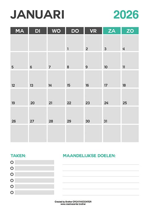 Gratis Afdrukbare Kalender Grijs 2026