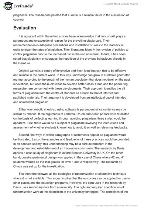 Research Mixed Methods Analysis 2602 Words Research Paper Example