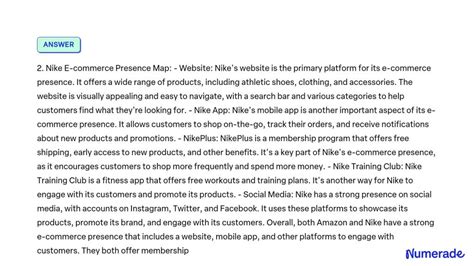 Solved Draw And Explain An E Commerce Presence Map For Each Company Amazon And One For Nike