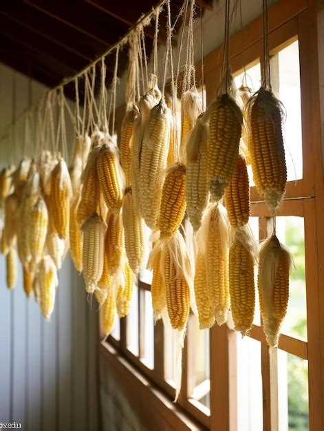 Premium Photo Corn Hanging From A Window With The Corn Hanging From The Ceiling