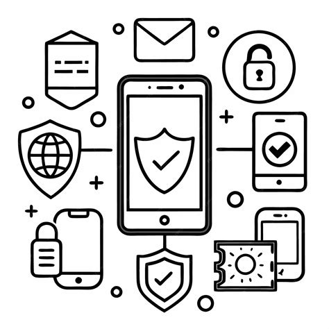 Smartphone Security With Check Marks Padlock And Shields For Mobile