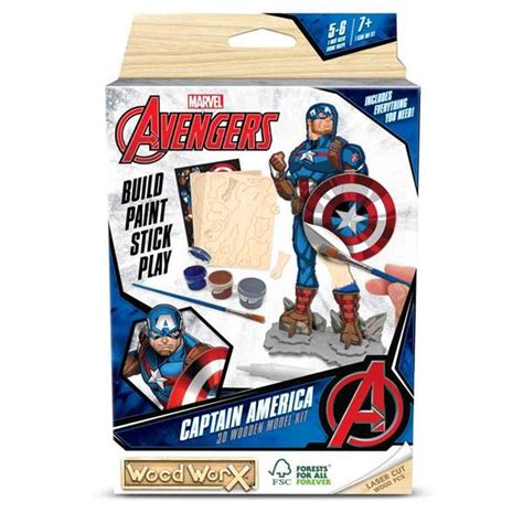 Colorific Wood Worx Marvel Avengers Captain America 3d Wooden Model Ki