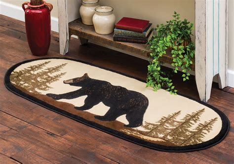 Black Forest Decor Walking Bear Oval Rug Polypropylene