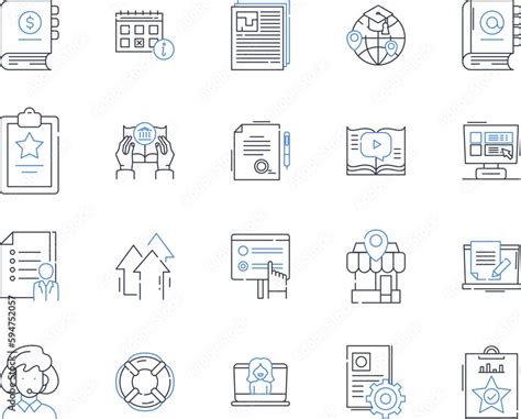 Стоковое векторное изображение Web Education Line Icons Collection E