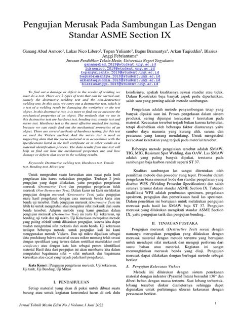 Laporan Destructive Test Ppm Bagus Bramantya 19503241036 Ptm A Pdf