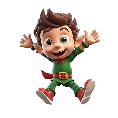 3d Illustration Happy Elf 3d Cartoon Character Elf Stretched His Arms