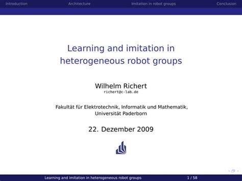 Learning And Imitation In Heterogeneous Robot Groups Pdf