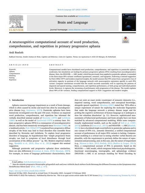 Pdf A Neurocognitive Computational Account Of Word Production
