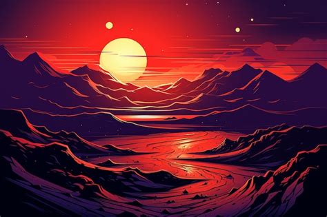 Premium Ai Image Colorful Vector Illustration Of A A Desert Landscape