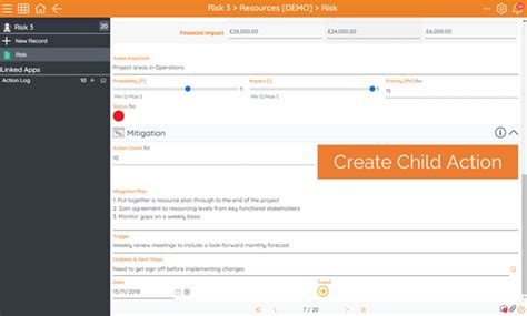 Create a record with an action field – Softools
