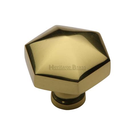 Heritage Brass Cabinet Knob Classic Hexagon Design 32mm Polished Brass