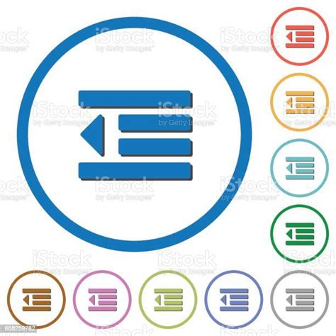 Decrease Text Indentation Icons With Shadows And Outlines Stock