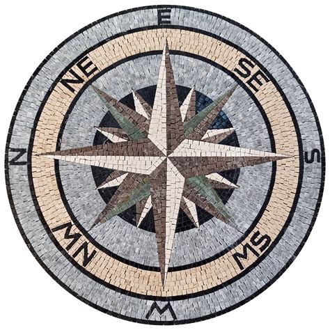 32 Handmade Compass Bathroom Tile Ideas Pool Tile Medallion Marble Mosaic Art Tile Mosaic