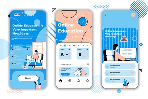 Online Education Concept Onboarding Screens For Mobil
