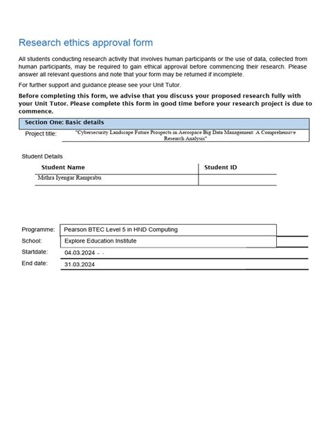 Research Ethics Approval Form 1 Download Free Pdf Data