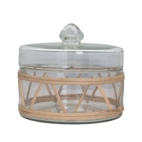 Creative Co Op Rattan Wrapped Glass Jar With Lid