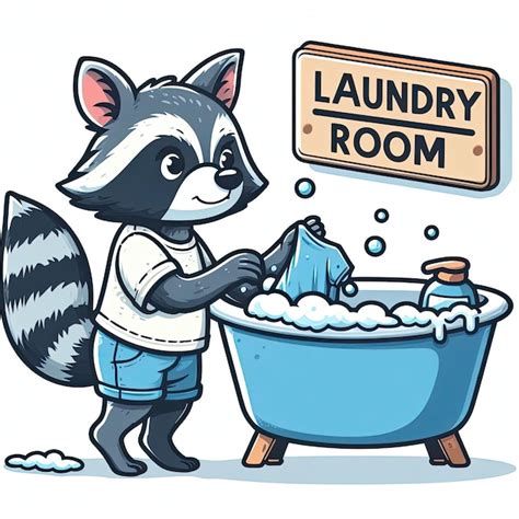 Ilustración De Un Mapache Lavando Ropa Foto Premium
