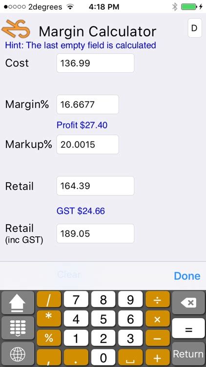 Margin Calculator By Craig Paterson