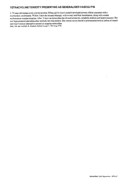 Pdf Tetracycline Toxicity Presenting As Generalized Vasculitis