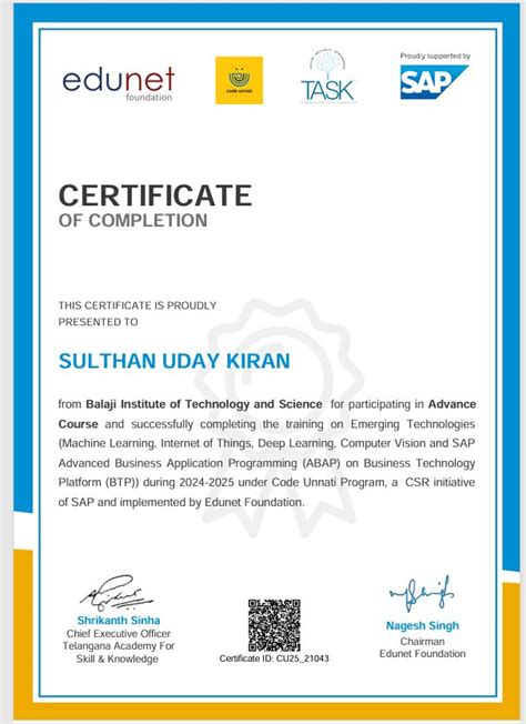 Codeunnati Sap Edunetfoundation Machinelearning Iot Deeplearning Uday Kiran Sulthan