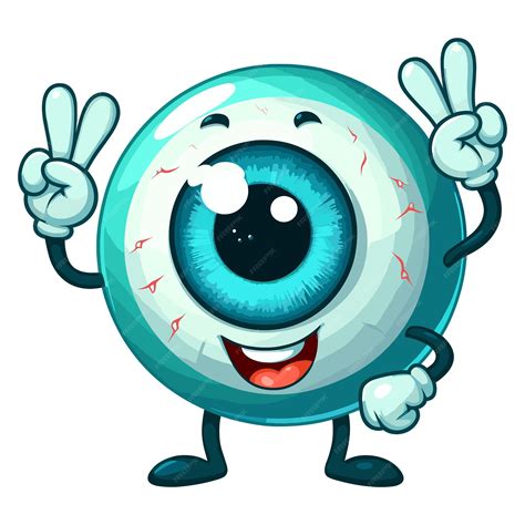 Funny Eyeball Cartoon Character Vector Illustration On White Background