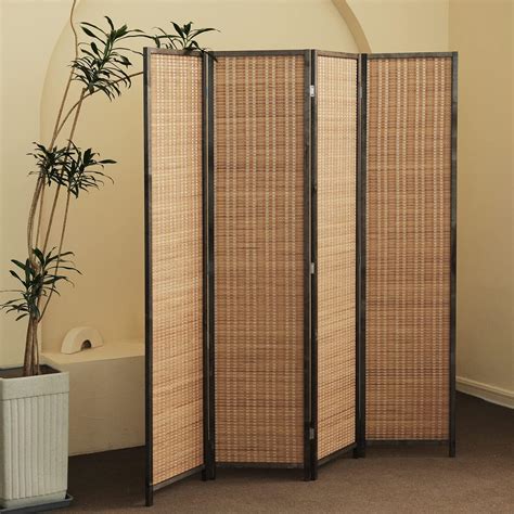 Furnnylane 4 Panel Room Divider And Folding Screen Dividerbamboo Panel