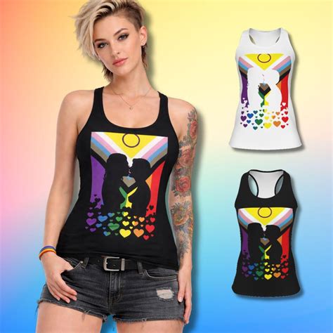 Progress Pride Flag Lesbian Kiss Racerback Tank Etsy