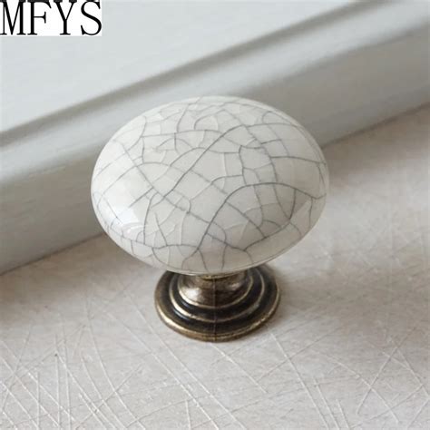 Buy Ceramic Knobs Kitchen Cabinet Knobs Dresser Drawer Handles White Crackle