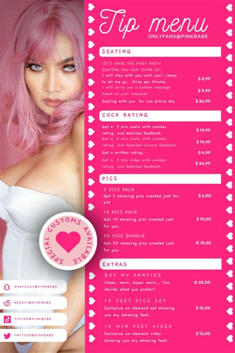 Editable Tip Menu Template For Onlyfans Fansly Or Any Site Artofit