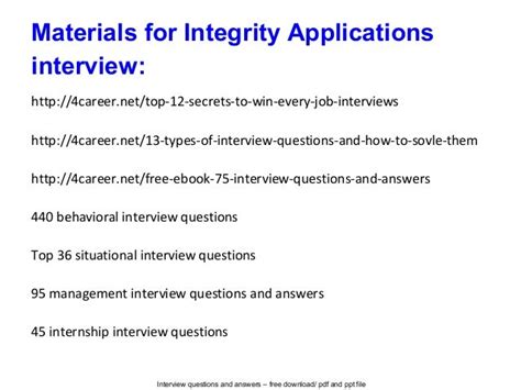 Integrity Applications Interview Questions And Answers