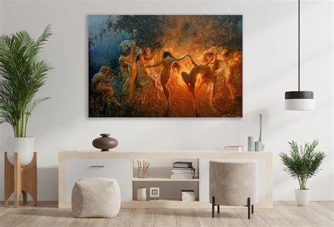 Nude Nymphs Dancing To Pans Flute Around The Fire Wall Art Huge