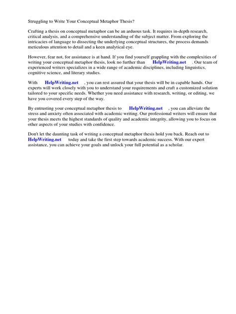 Conceptual Metaphor Thesis Pdf