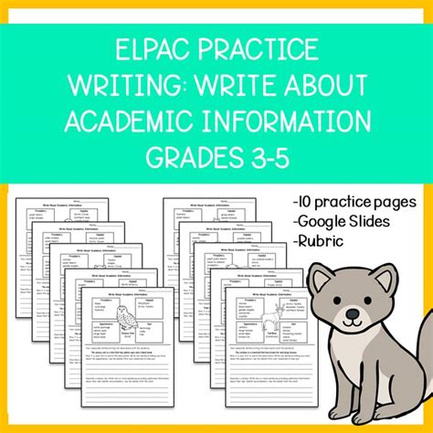 Elpac Practice Writing Write About Academic Information Grades 3 5