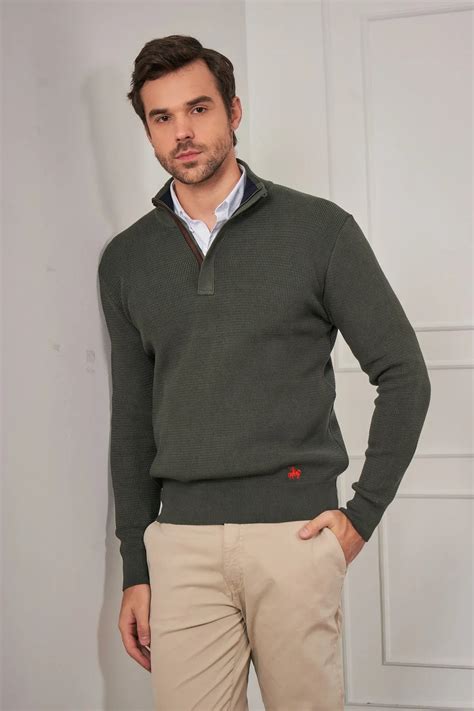 Suéter Halfzip Textured Hombre Verde Armatura Co